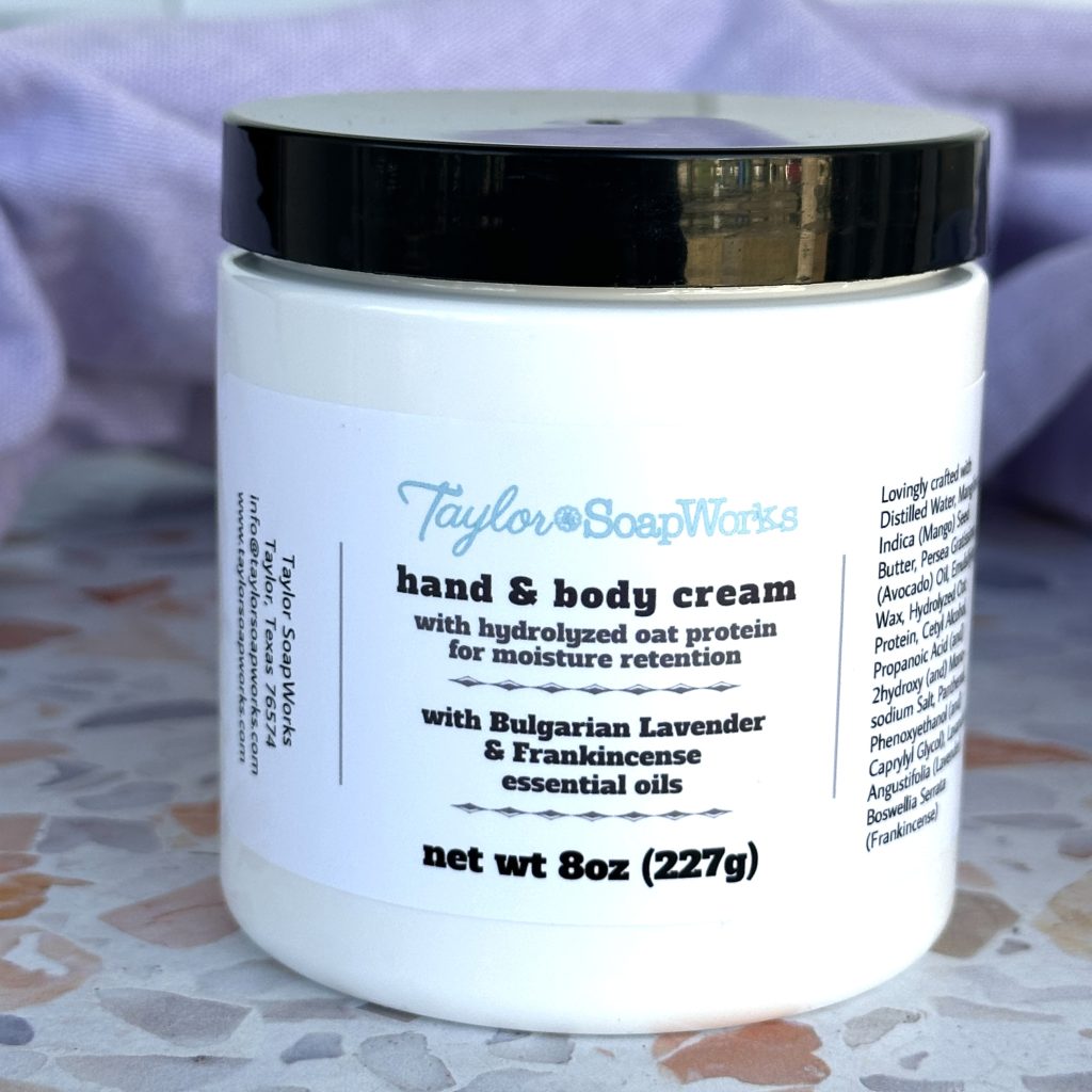 HAND & BODY CREAM with Hydrolyzed Oat Protein – TAYLOR SOAPWORKS